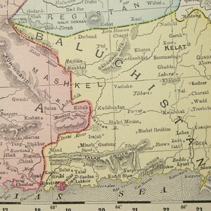 1900 Iran and Afghanistan Map, Middle East Map, Rand Mcnally Atlas Map ...