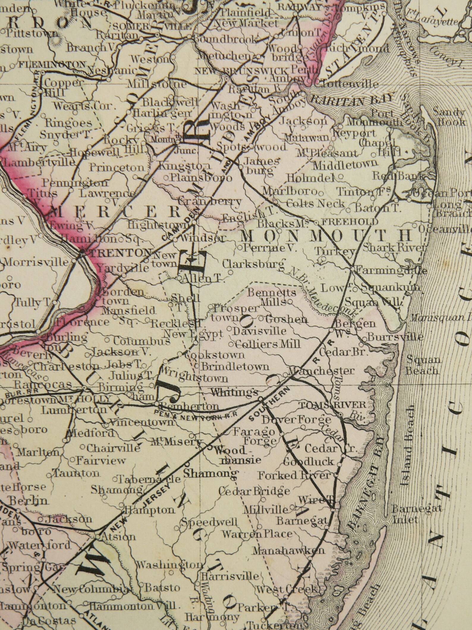 New Jersey Map Maryland Delaware Map 1872 Mitchell NJ MD Map | Etsy