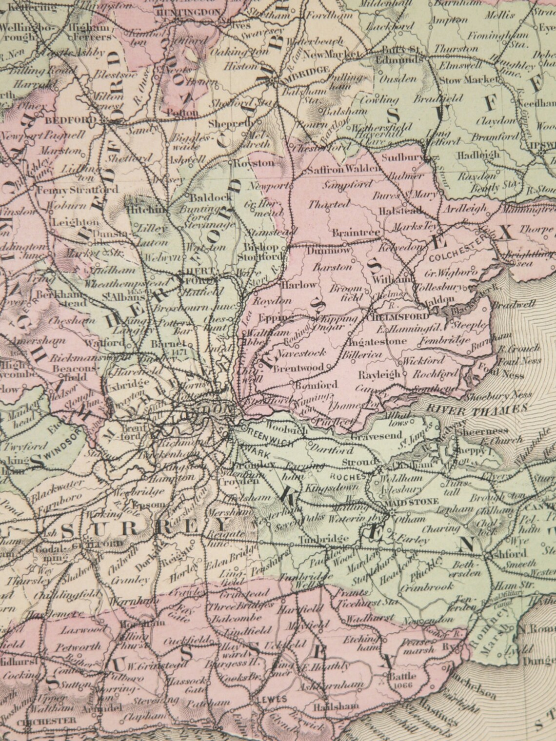 1881 Colton England Map Large Antique Map of England Wales - Etsy