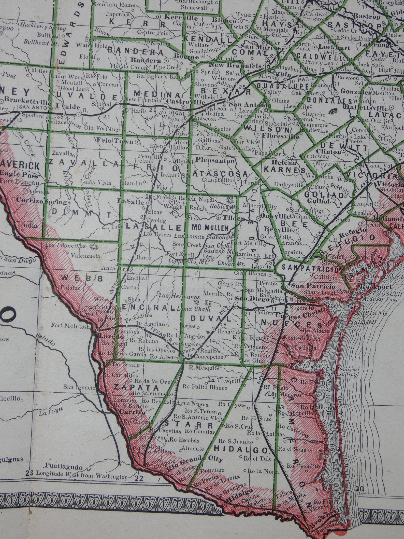 1884 Antique Map of Texas Indian Territory and Colorado - Etsy