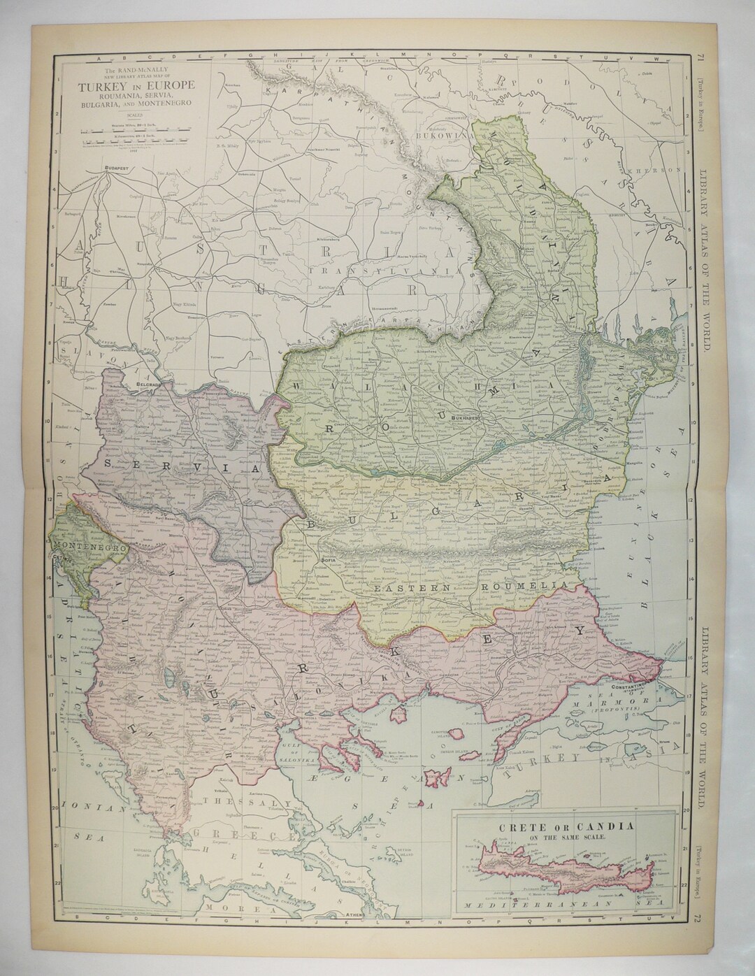 Old Turkey Map 1912 Large Map of Balkan Peninsula, Romania Serbia ...