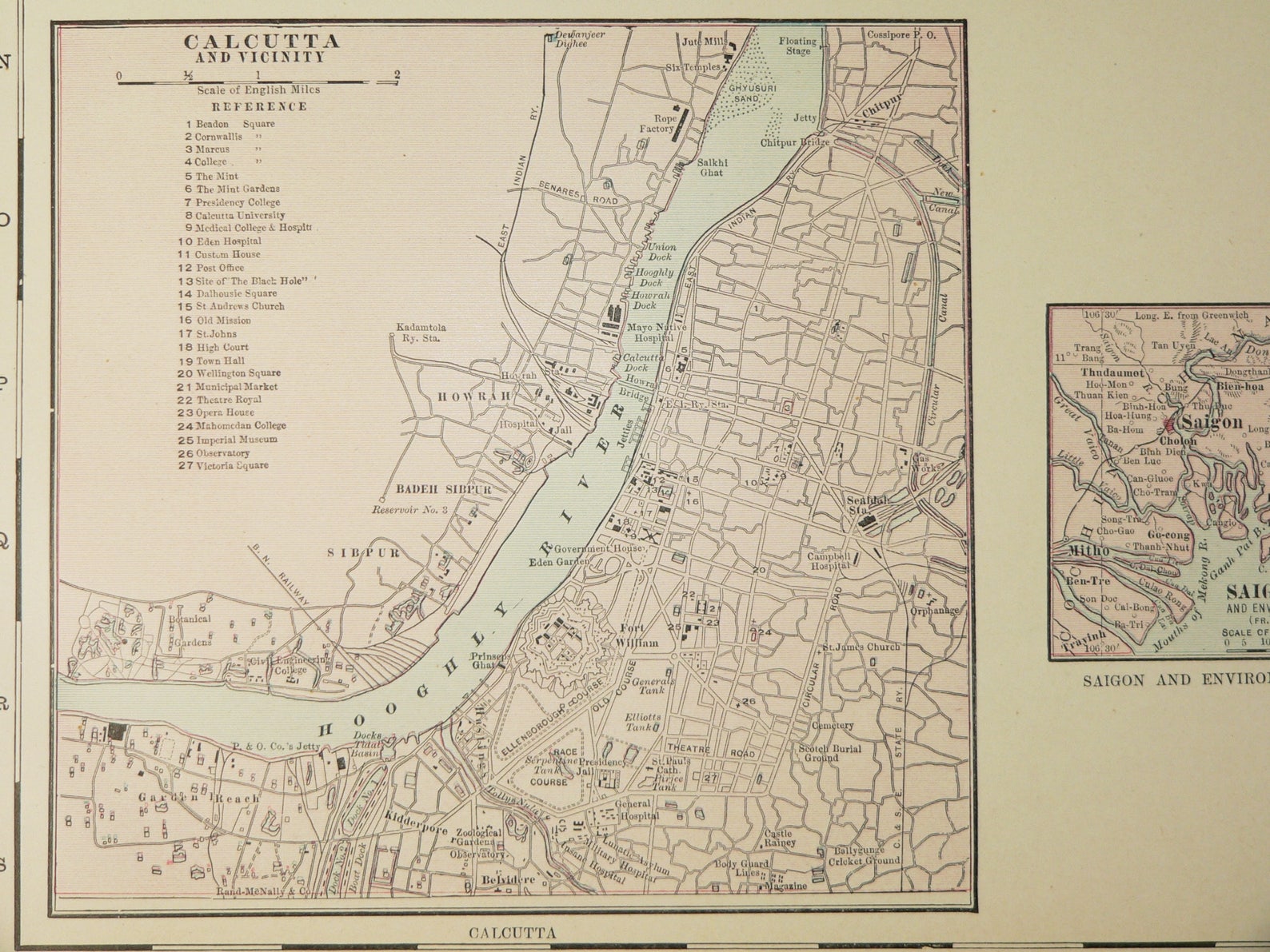1912 Vintage India Map, Calcutta Bombay, Singapore Peking China ...