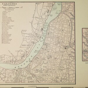 1912 Vintage India Map, Calcutta Bombay, Singapore Peking China ...