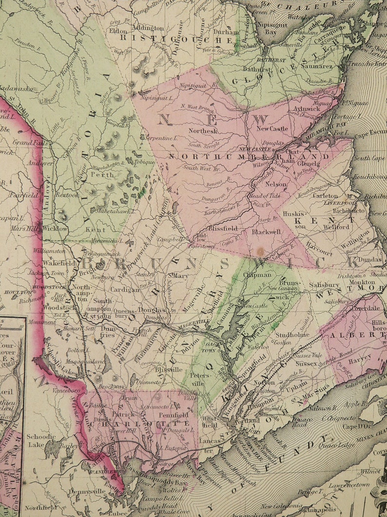 1800s Map Ontario Canada Map Quebec New Brunswick Map 1863 Johnson Map ...
