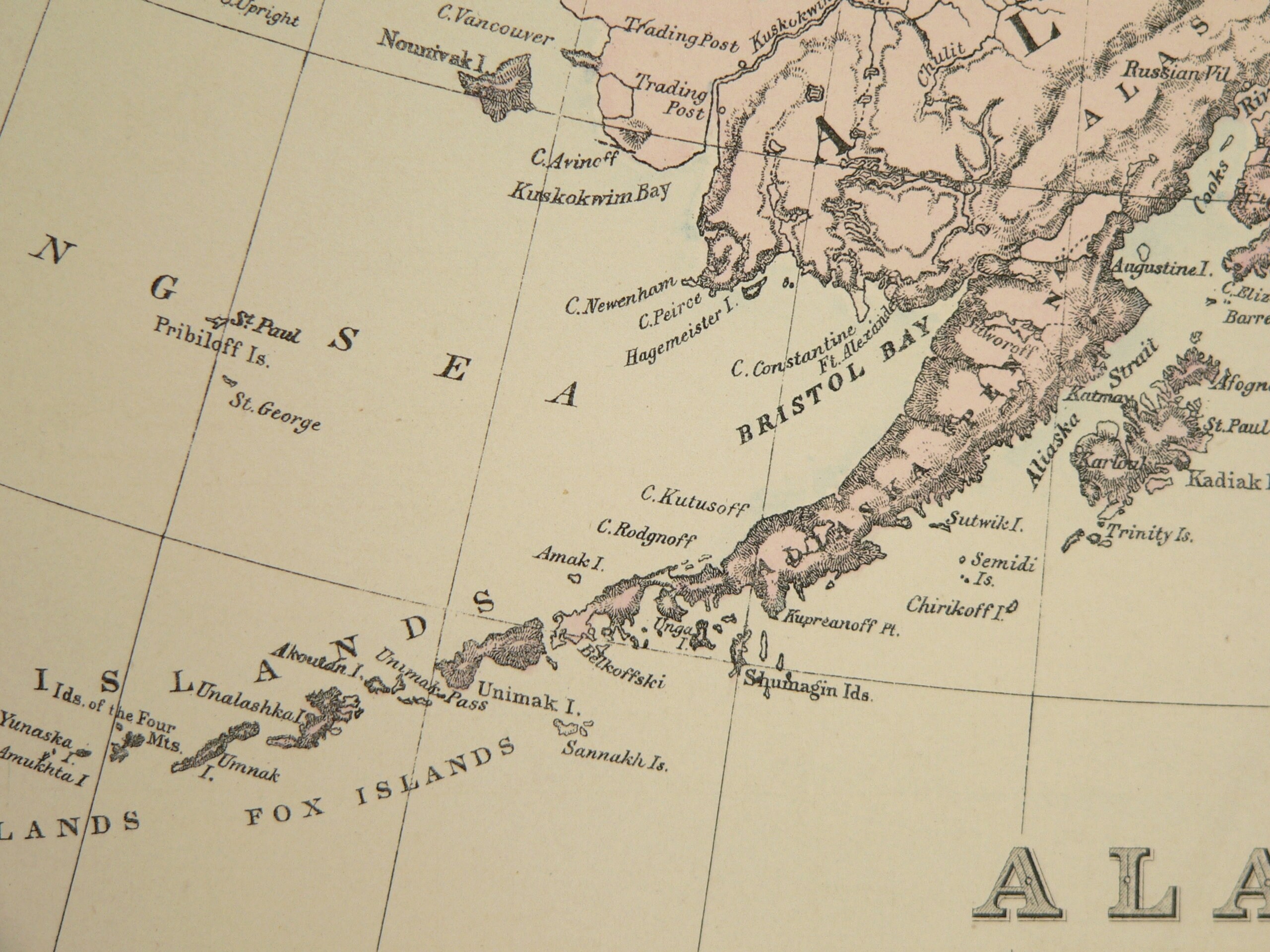 Antique Alaska Map, Indian Territory Map 1889 Bradley Map US Territory ...
