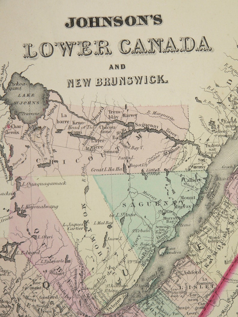 Antique Map Ontario Canada Quebec Map New Brunswick 1861 - Etsy
