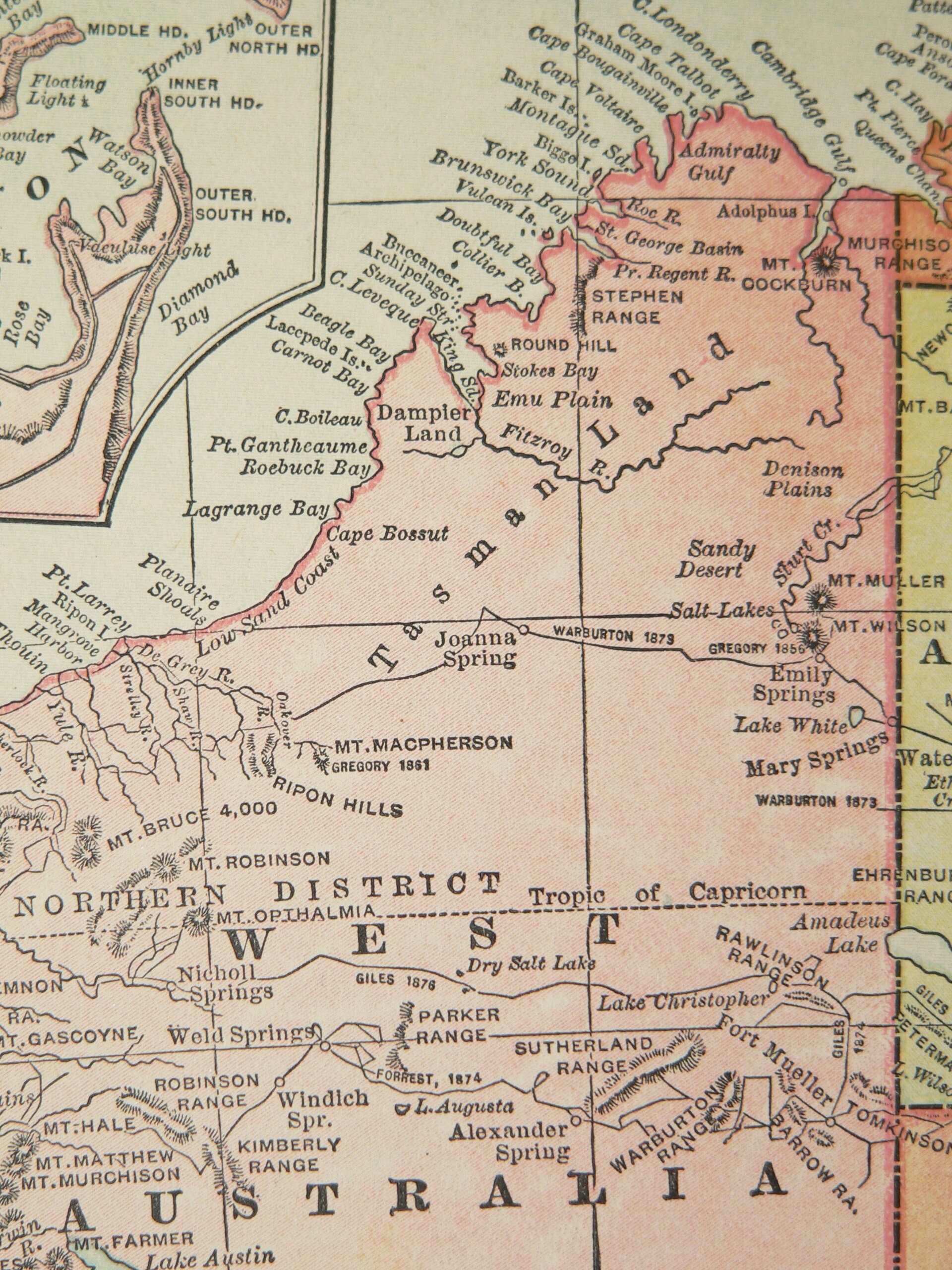 Vintage Australia Map 1896 Real Antique Map of Australia, 1st ...