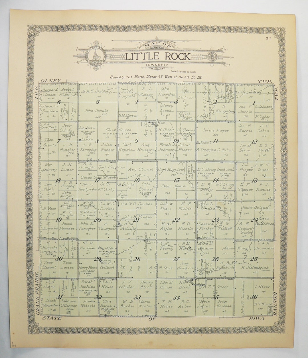 Vintage Map Little Rock MN 1914 Little Rock Minnesota Plat Map ...