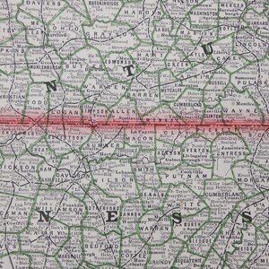 Antique 1884 Map of Tennessee and Kentucky, Virginia and West Virginia ...