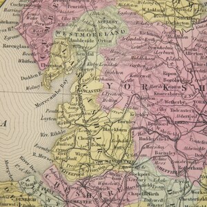 England Map United Kingdom Britain Map 1852 Mitchell Cowperthwait Map ...