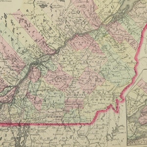 Vintage Map of Canada Ontario Map Quebec New Brunswick Map 1862 Johnson ...