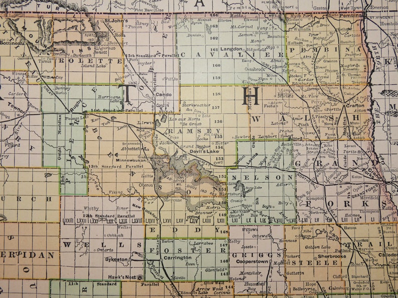 1892 Antique North Dakota Map Rand Mcnally Atlas Map of North - Etsy
