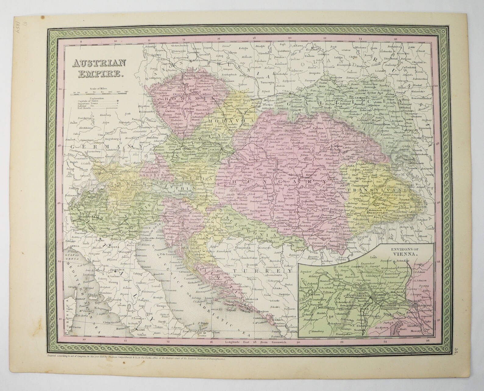 1854 Mitchell Map of Austria Hungary Austrian Empire | Etsy