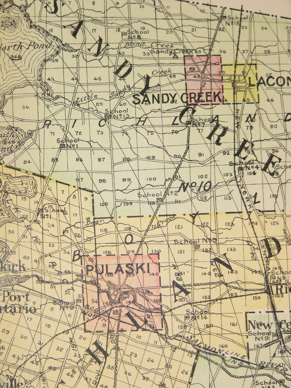 Large Vintage Map Oswego County NY Map New York County 1912 - Etsy