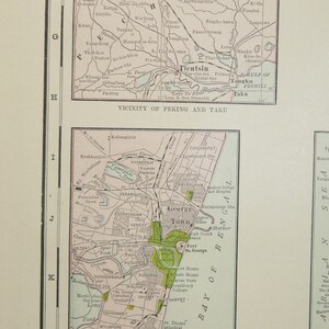 1912 Vintage India Map, Calcutta Bombay, Singapore Peking China ...