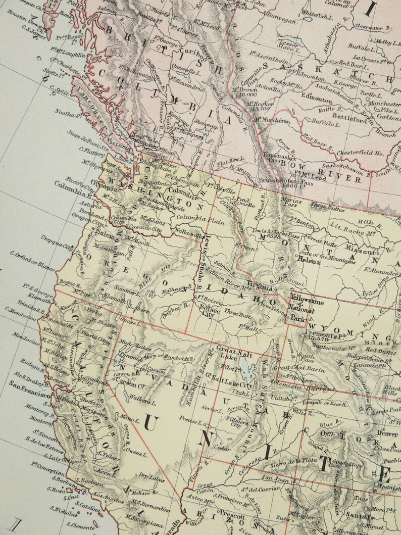 1884 Map of North America, United States, Mexico, Central America and ...