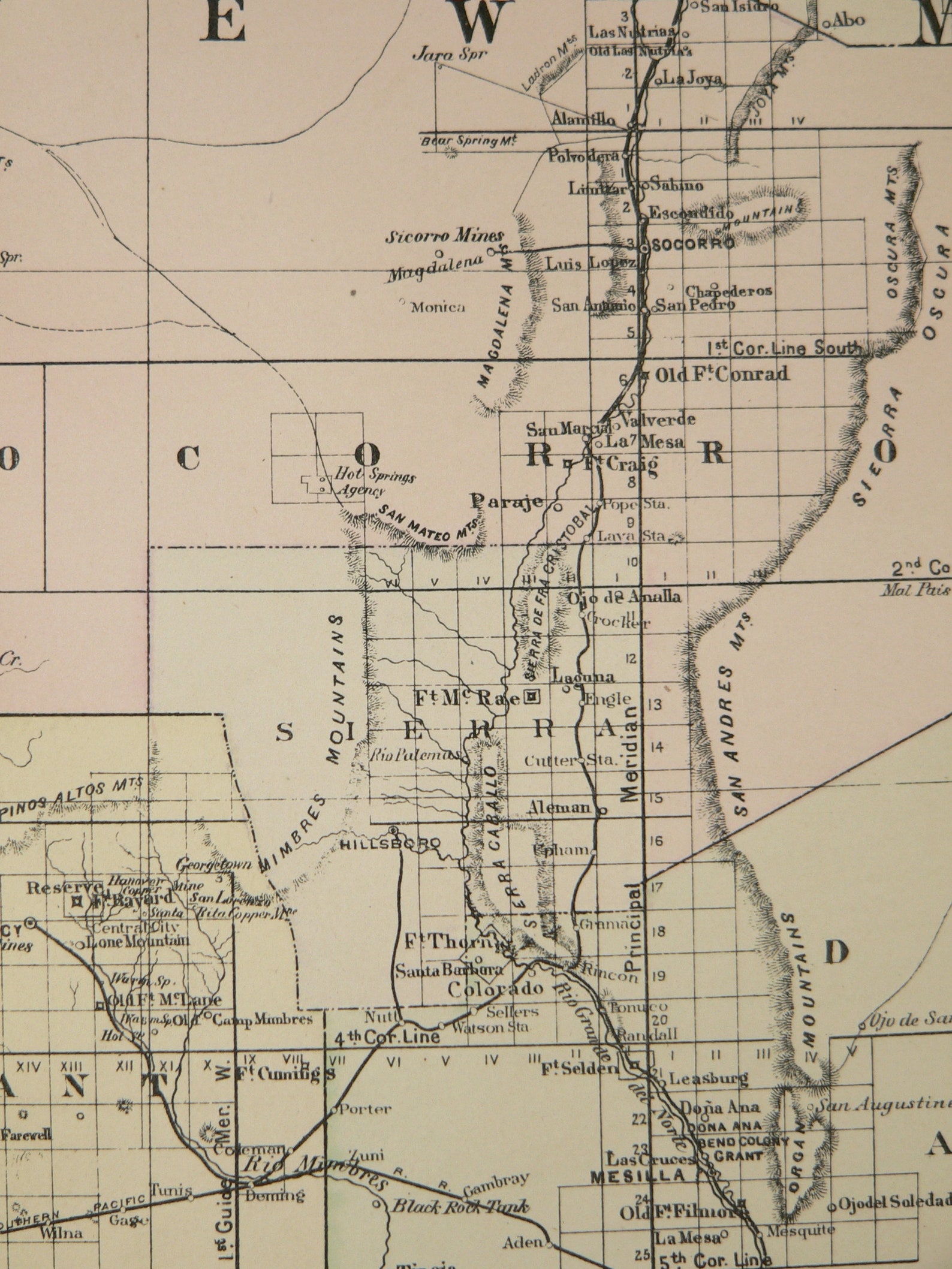 1889 Large Arizona Map New Mexico Map Southwest US State - Etsy