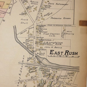 Large Town of Rush NY Antique 1902 Map of Rush New York, Rochester NY ...
