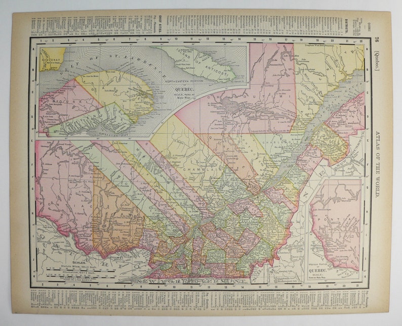 Antique 1899 Ontario Canada Map, Quebec Map, Ontario Gift for Parents ...