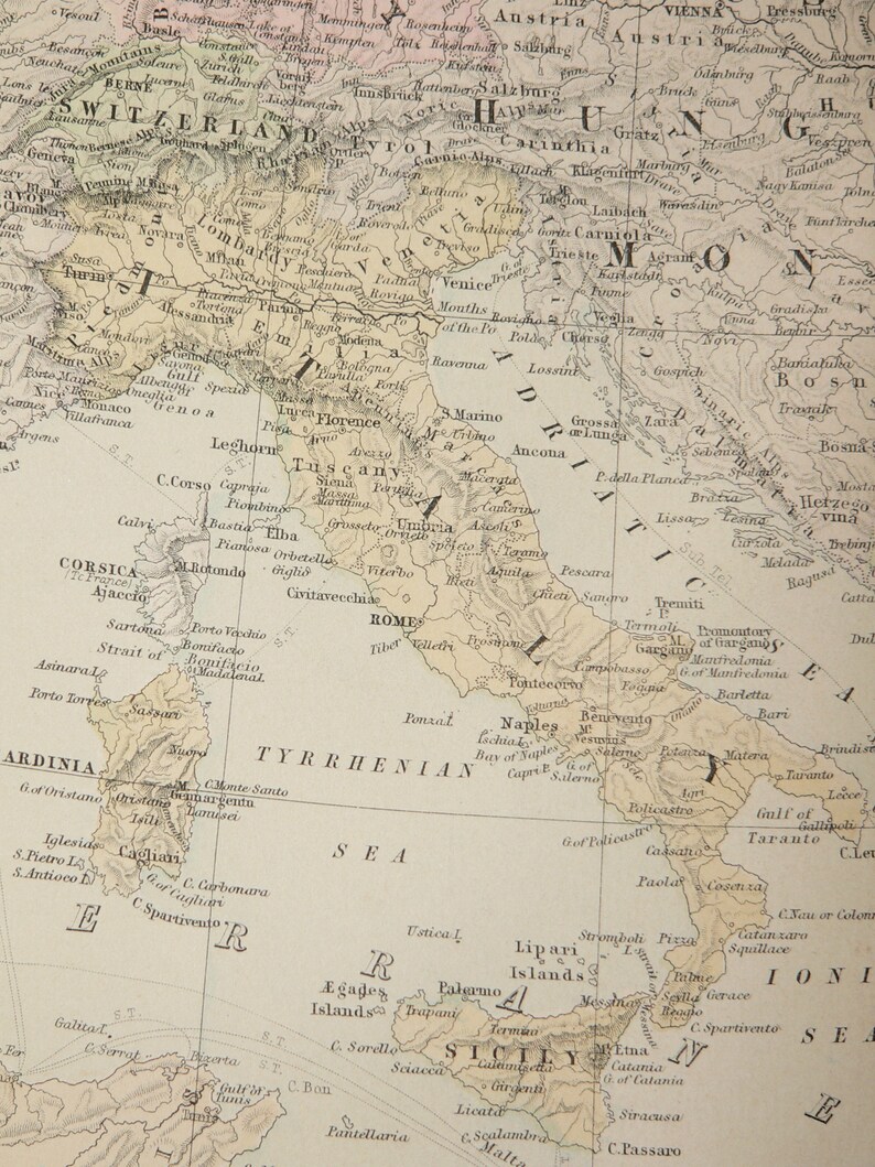 Large Europe Map 1889 Vintage Map of Europe Unique Gift for | Etsy