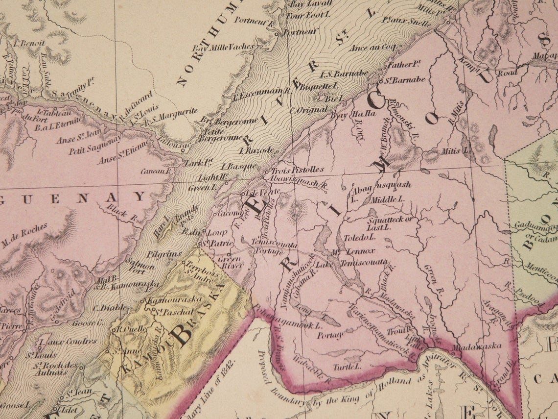 Original Vintage Quebec Map Quebec Canada Map 1852 Mitchell | Etsy