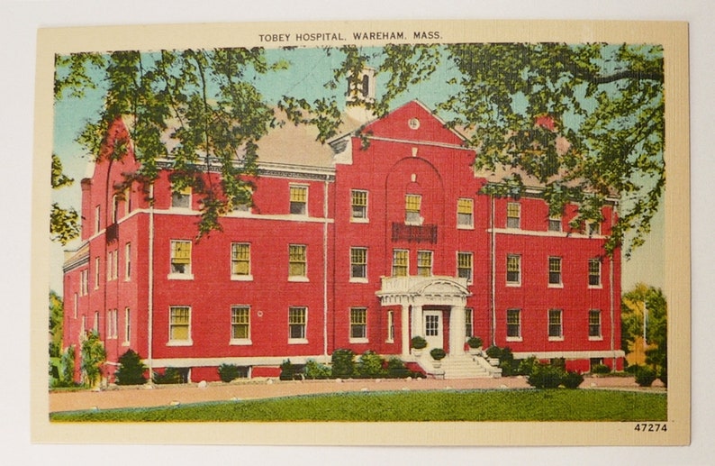 Tobey Hospital, Wareham Massachusetts, Vintage Color Postcard, Linen ...