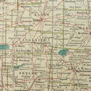 1899 Map of Ohio, Original Vintage Northern Ohio Map to Frame, Lake ...