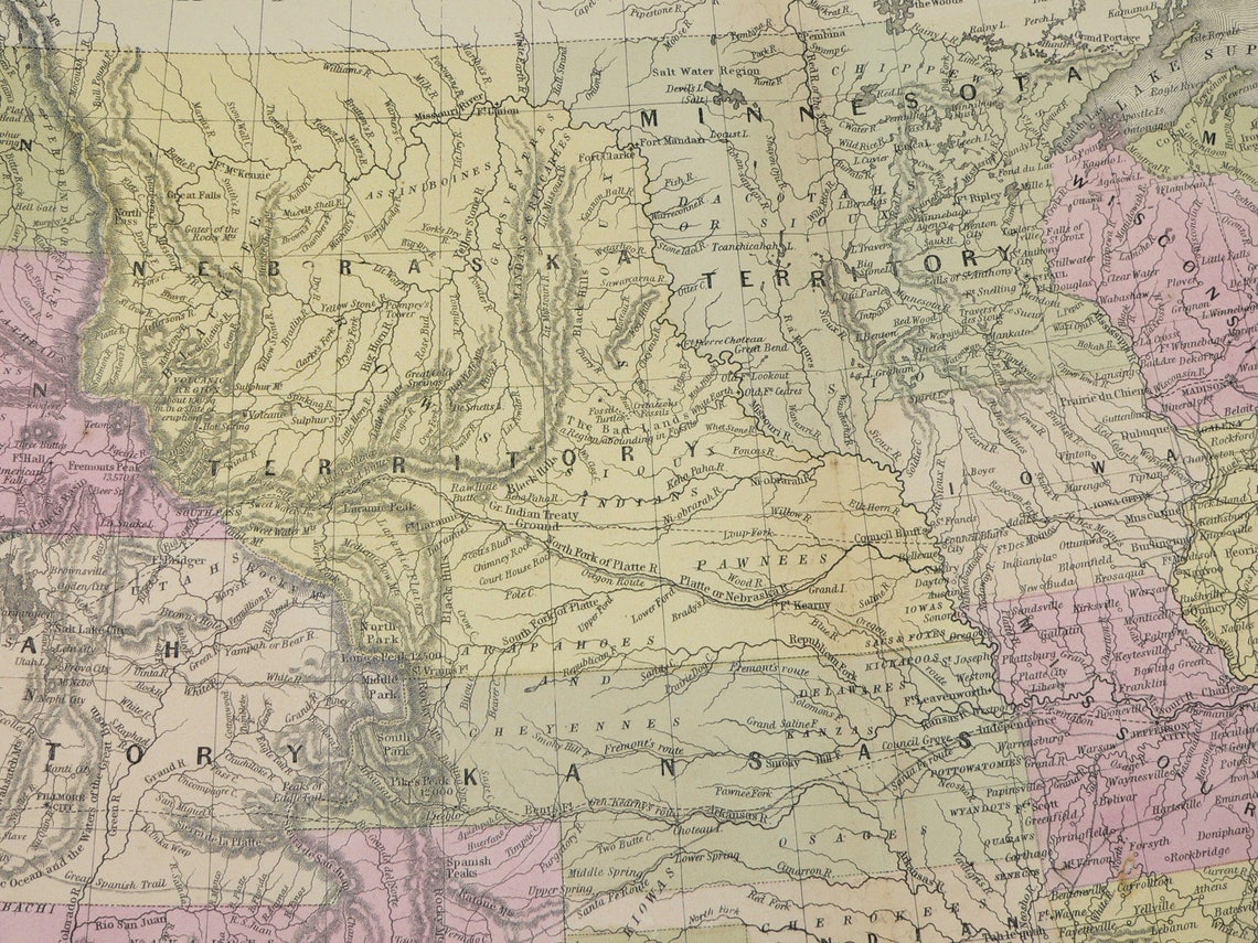 Rare United States Map 1855 Mitchell Desilver Map US Map | Etsy