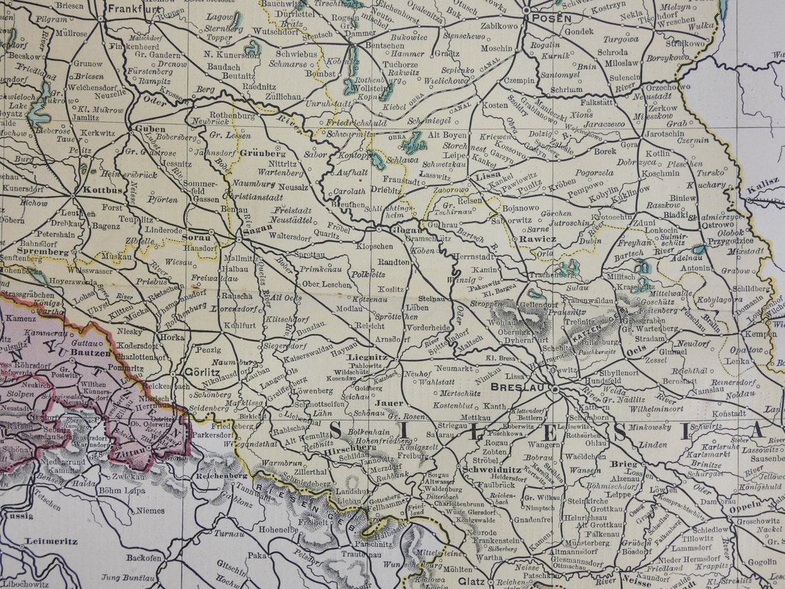 1892 Large Eastern Germany Map, Original Vintage Map of Germany ...