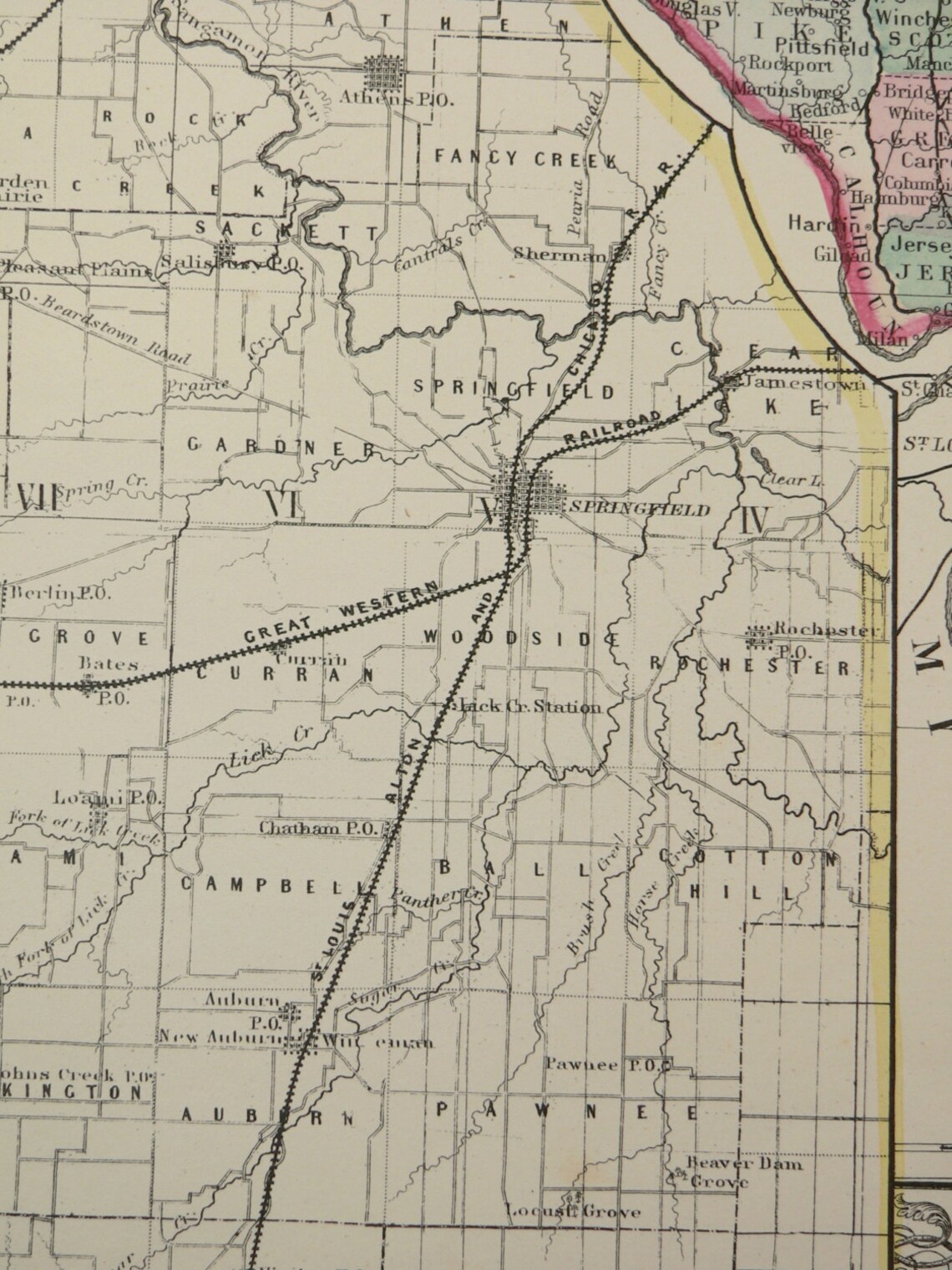 Antique Map of Illinois 1871 Mitchell Illinois Map Wedding - Etsy