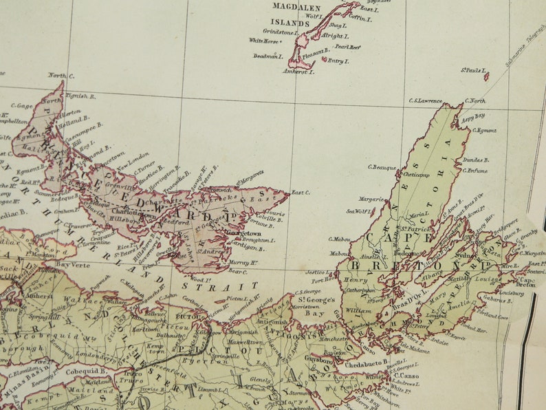 Maritime Canada Map 1873 Large Vintage Map Eastern Canada New - Etsy