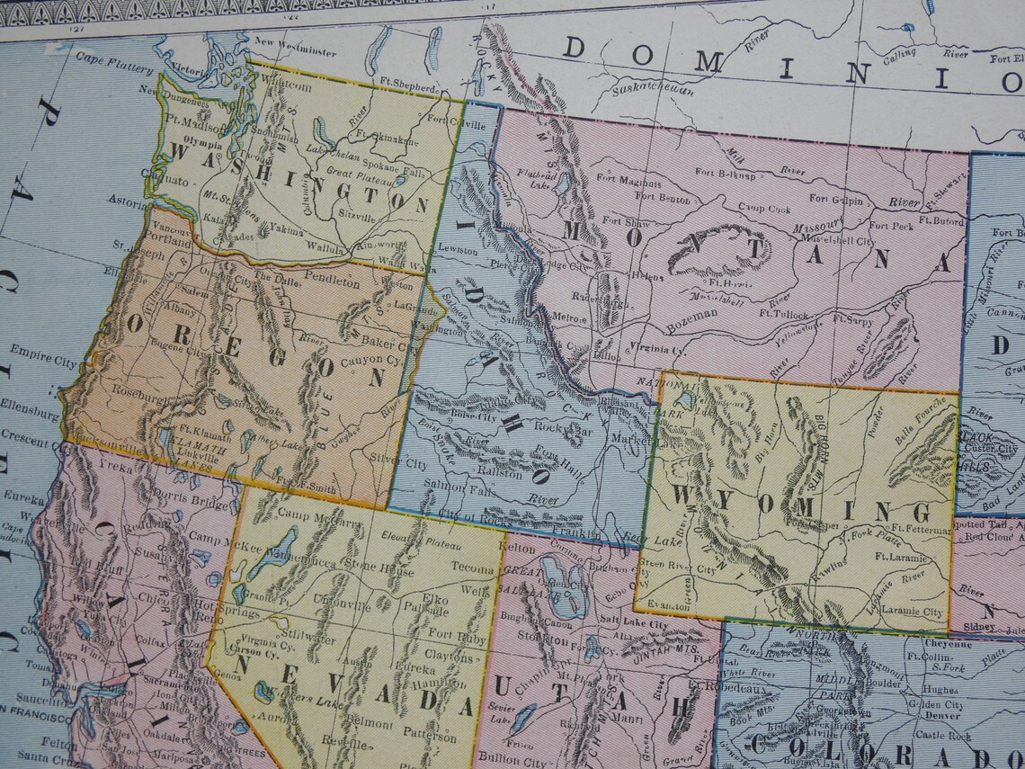 Antique United States Map 1884 Cram Map of the United - Etsy