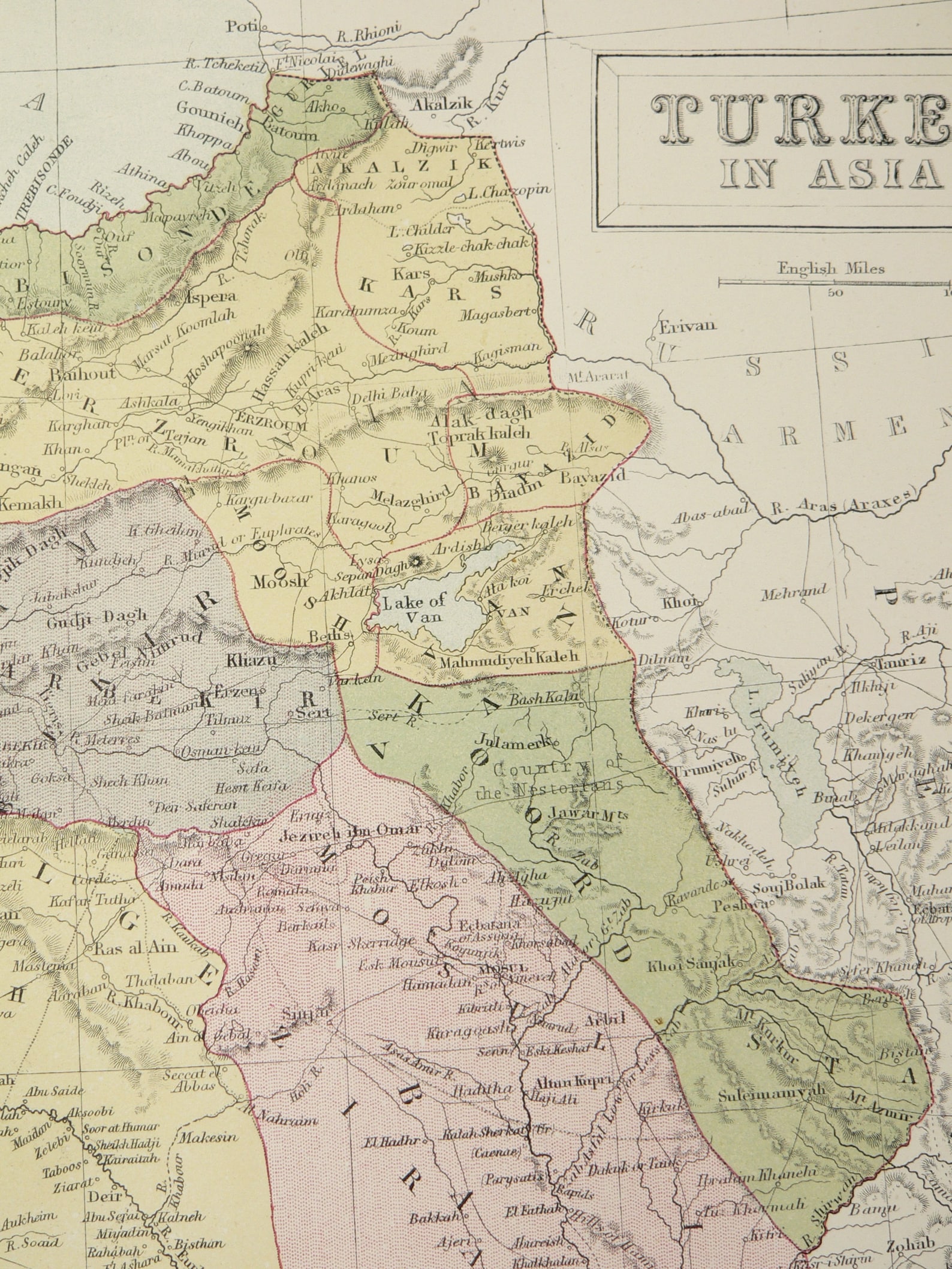 Original Antique Map Turkey in Asia 1873 A & C Black Atlas Map Middle ...