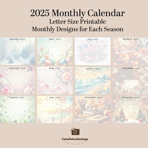 Printable 2025 Calendar | Monthly Designs for Each Season | Digital ...