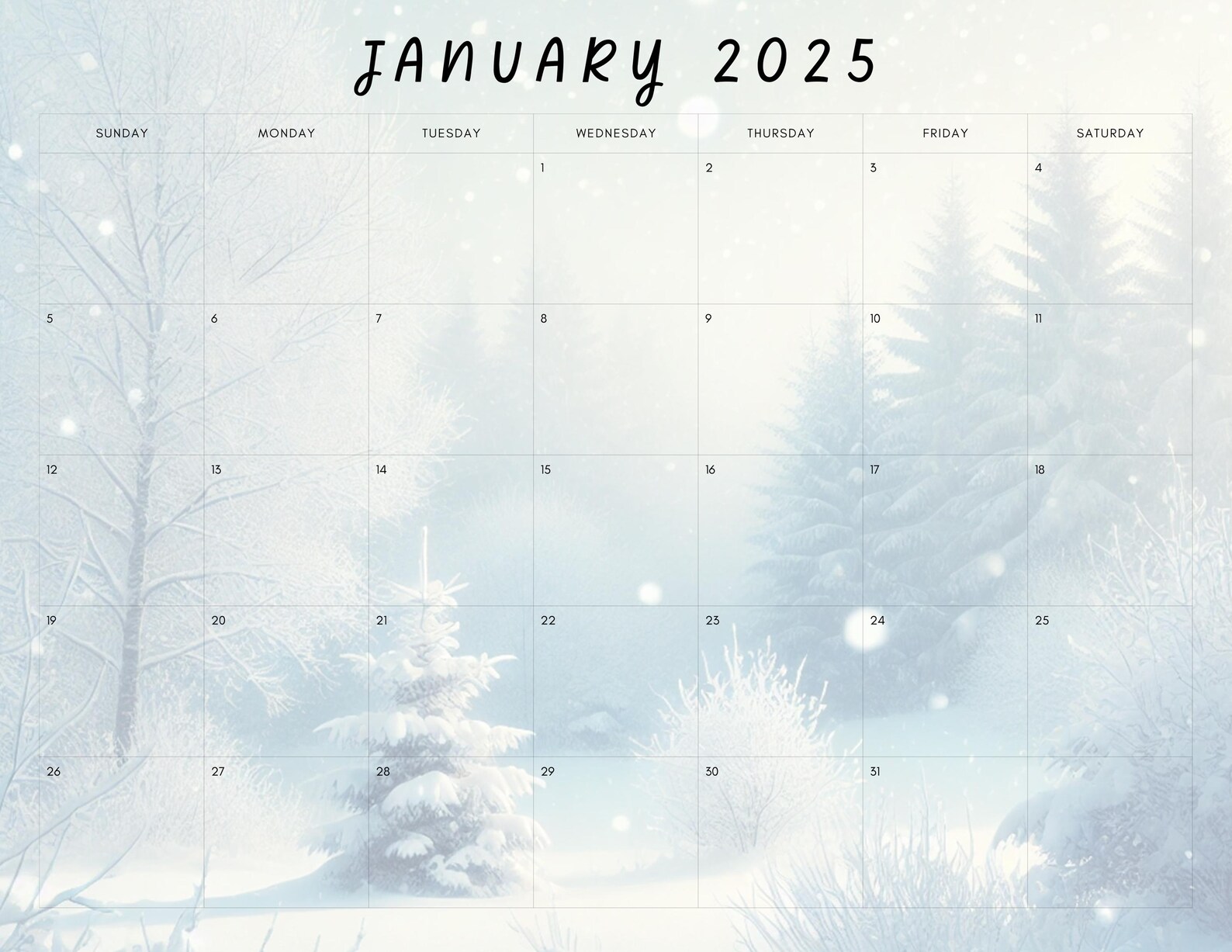 Printable 2025 Calendar | Monthly Designs for Each Season | Digital ...