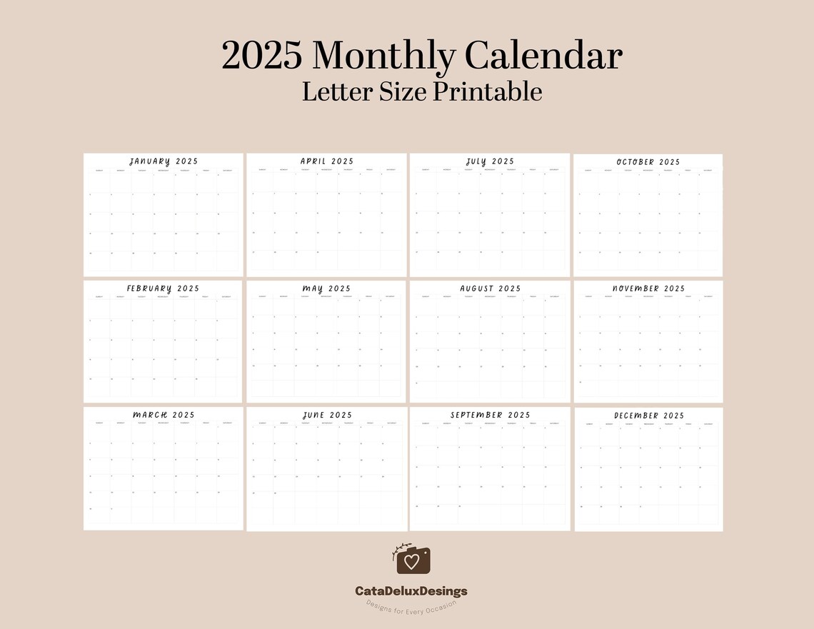 Printable 2025 Calendar | Clean and Minimalist Design | Digital ...