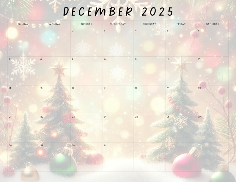 Printable 2025 Calendar | Monthly Designs for Each Season | Digital ...