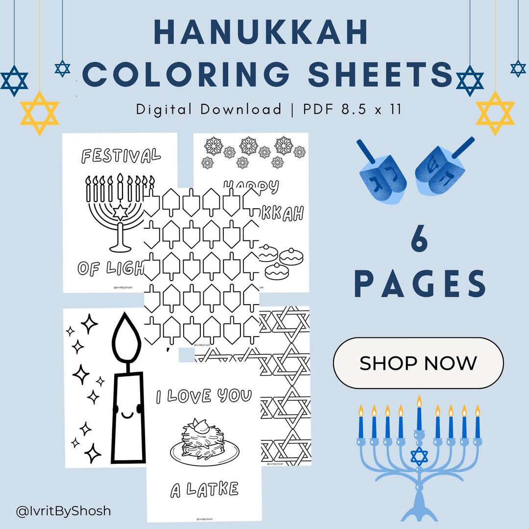 Hanukkah Coloring Pages for Kids – Printable PDF | Fun Holiday Activity ...