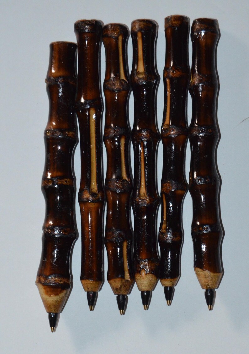 Rustic Bamboo Pens Set of 6 - Etsy
