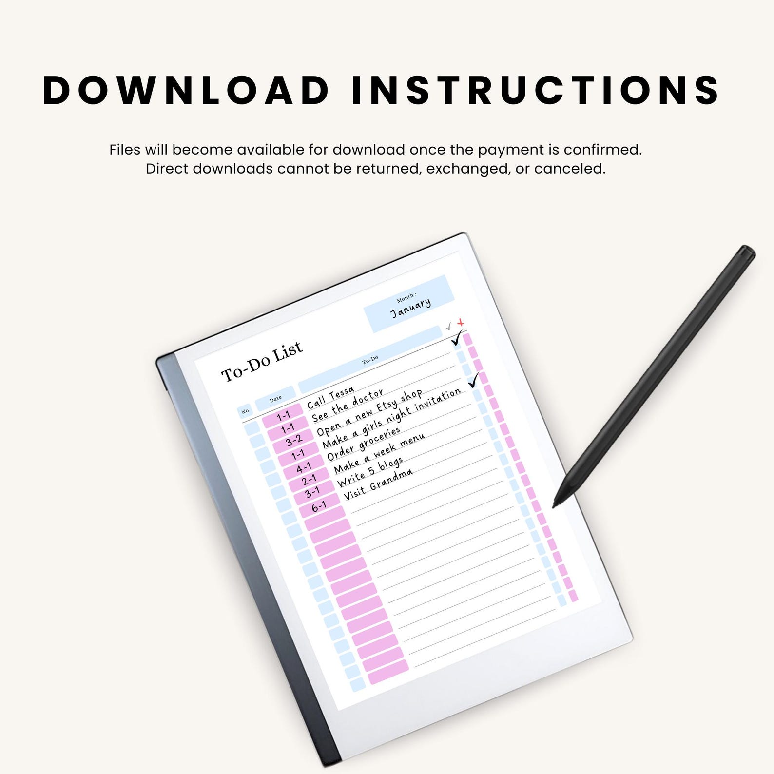 Remarkable Paperpro Template to Do List- Digital Planner- Task Tracker ...