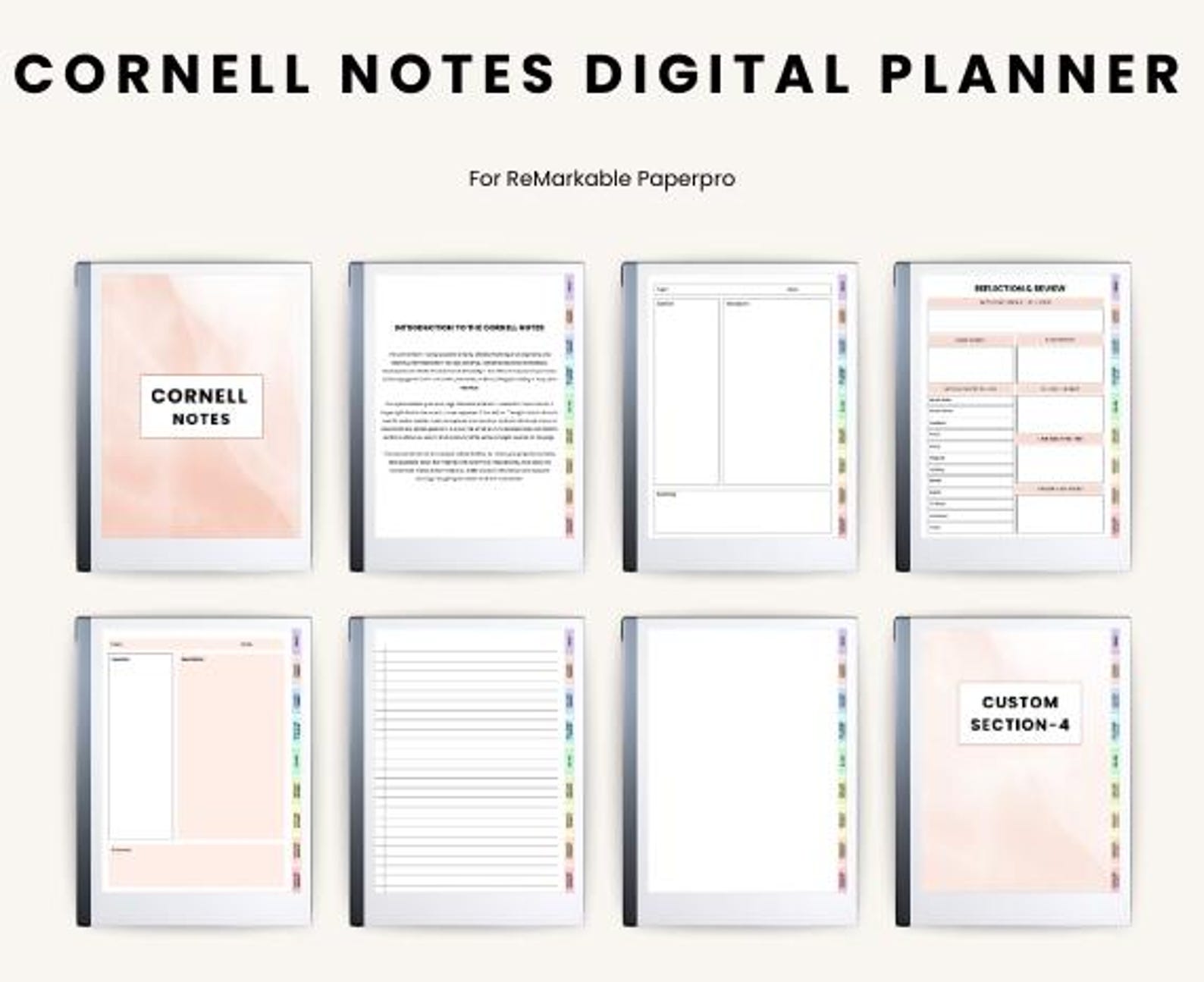 Digital Cornell Notes Planner Template for Remarkable Paper Pro ...