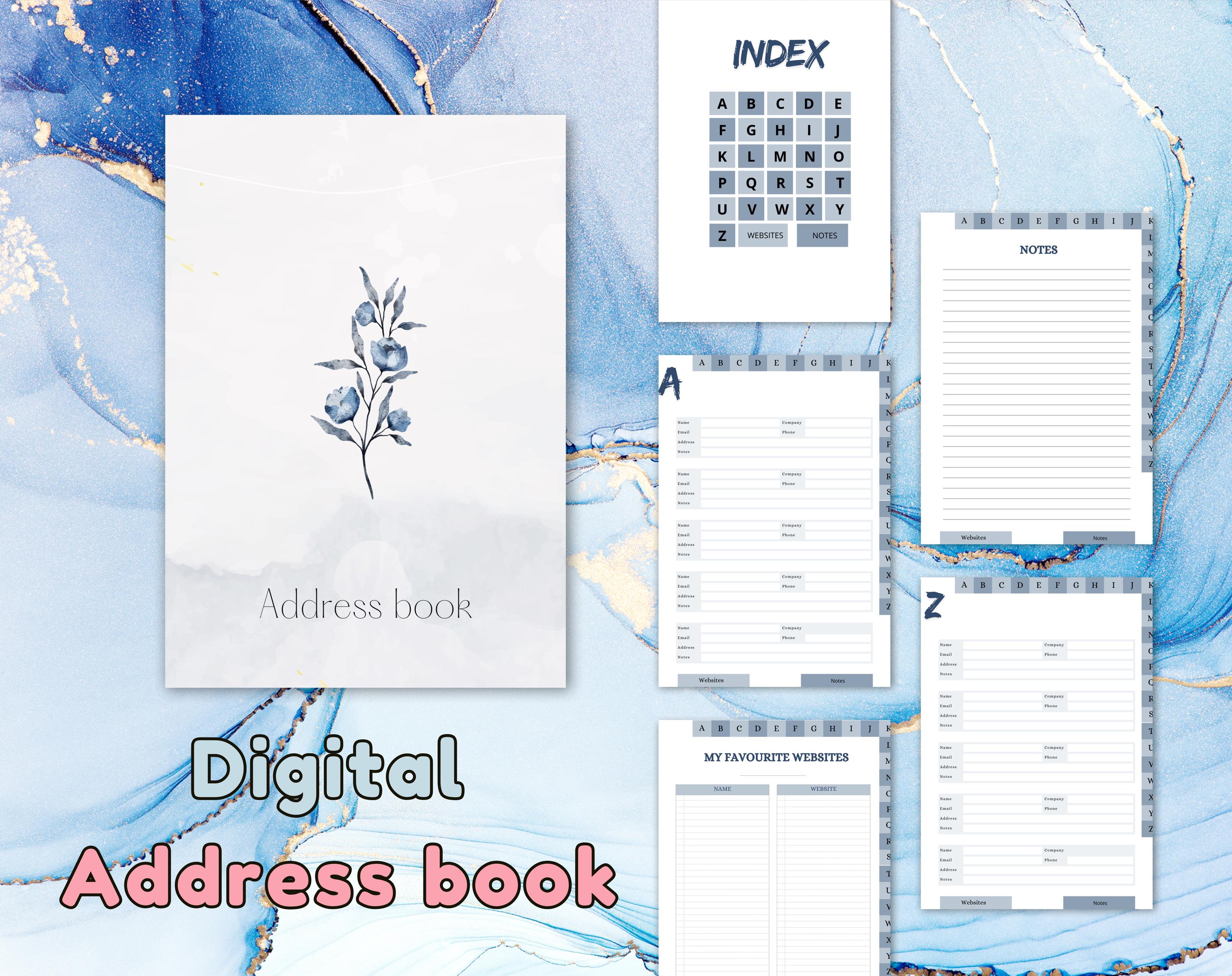 Digital Contacts Book Template for Remarkable Paper Pro – Eink Address ...
