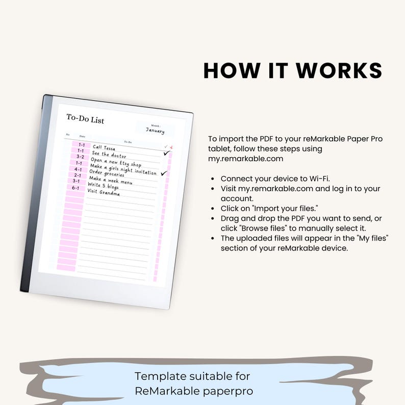 Remarkable Paperpro Template to Do List- Digital Planner- Task Tracker ...