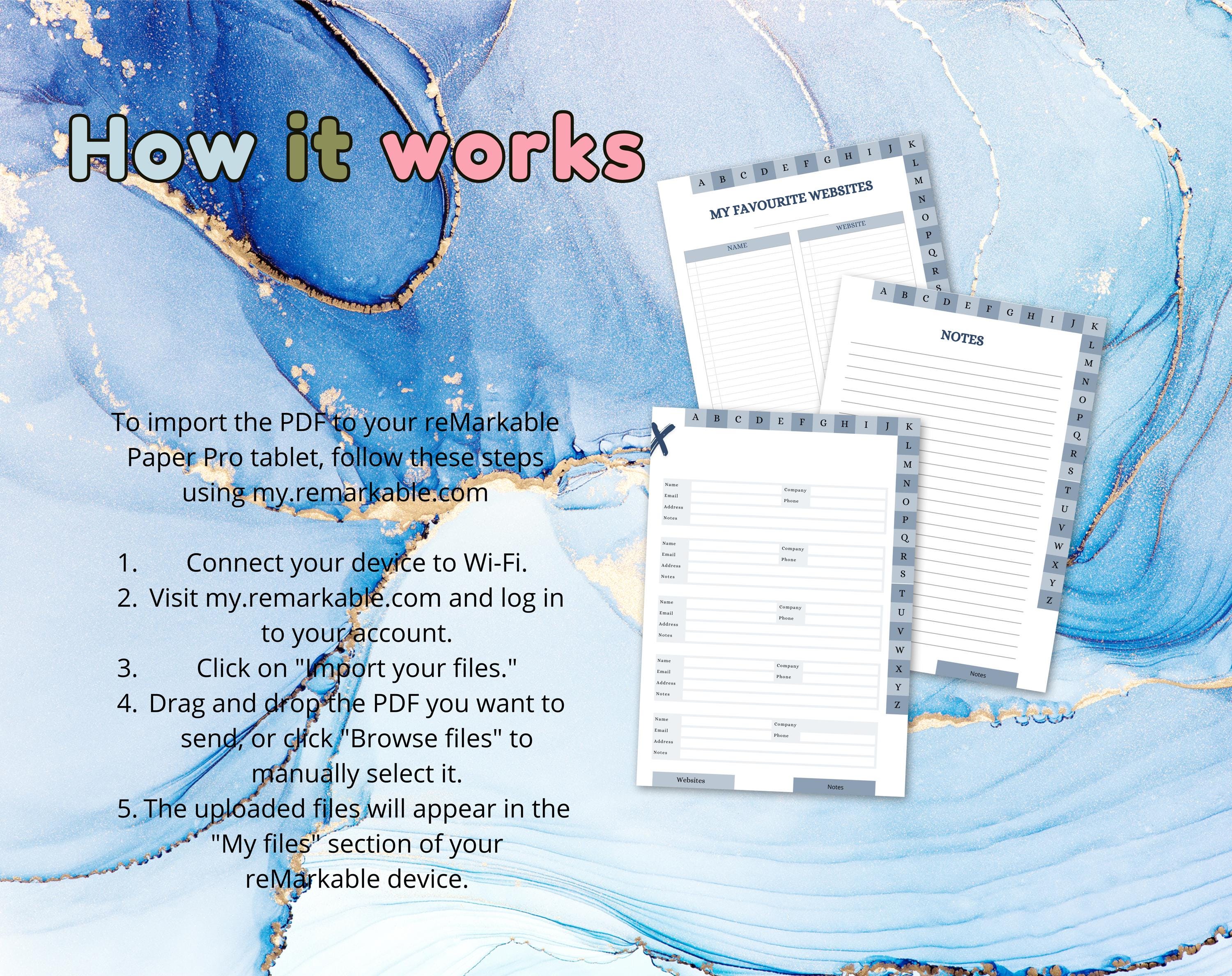 Digital Contacts Book Template for Remarkable Paper Pro – Eink Address ...