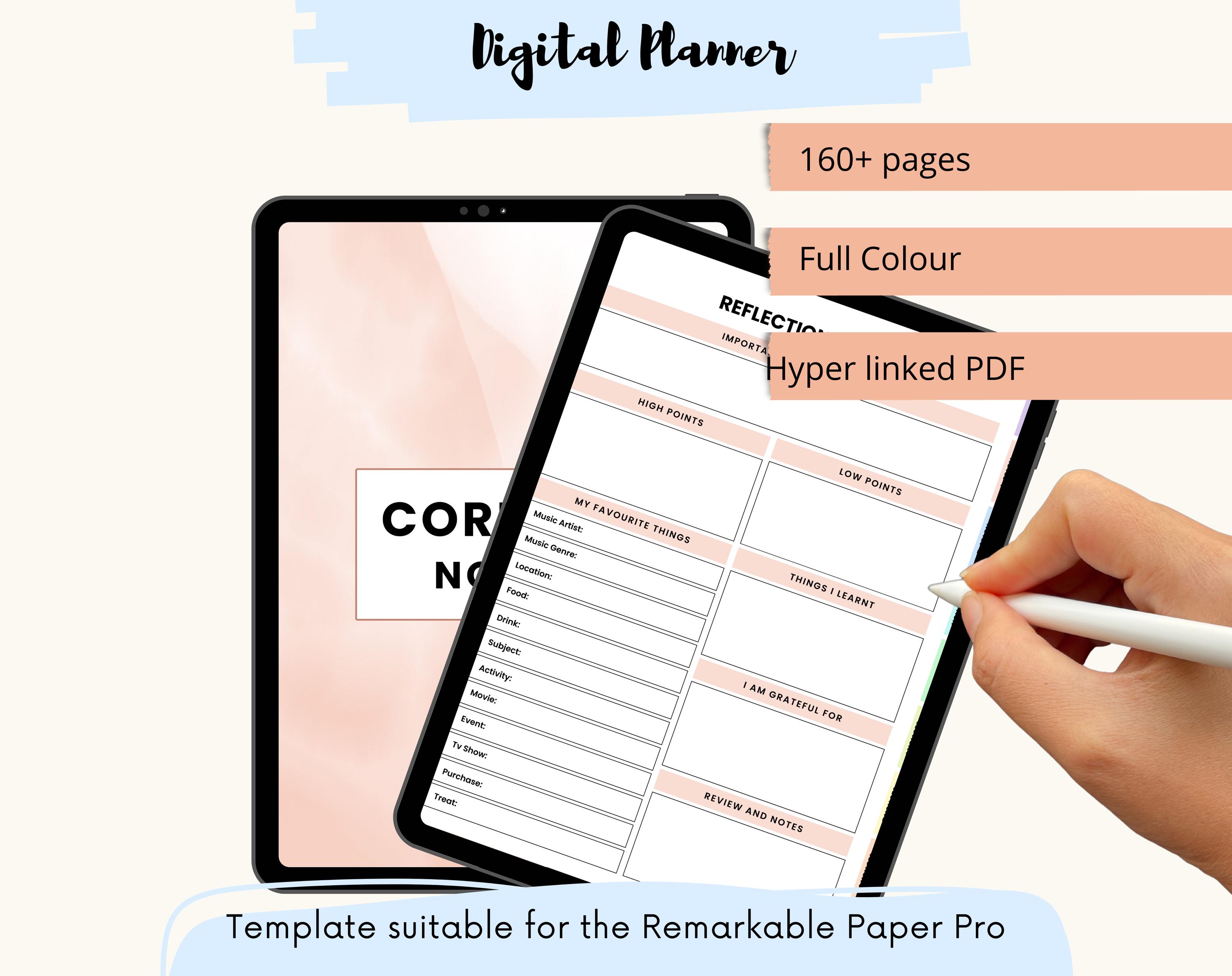 Digital Cornell Notes Planner Template for Remarkable Paper Pro ...