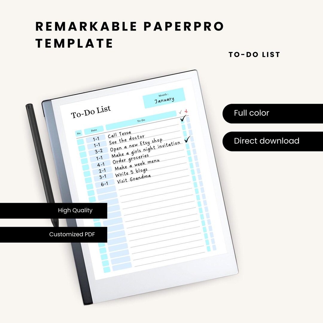 Full-color to Do List Template for Remarkable Paper Pro – Boost ...