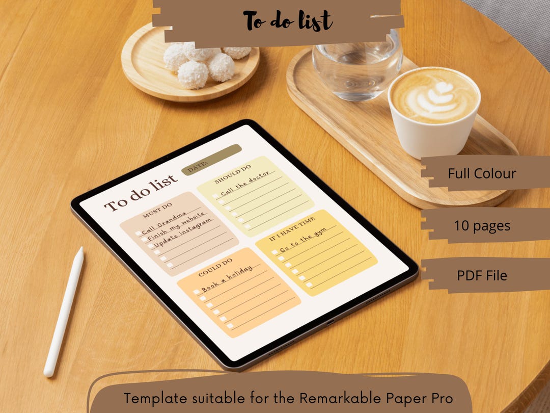 Full-color To- Do List Template for Remarkable Paper Pro- Digital ...