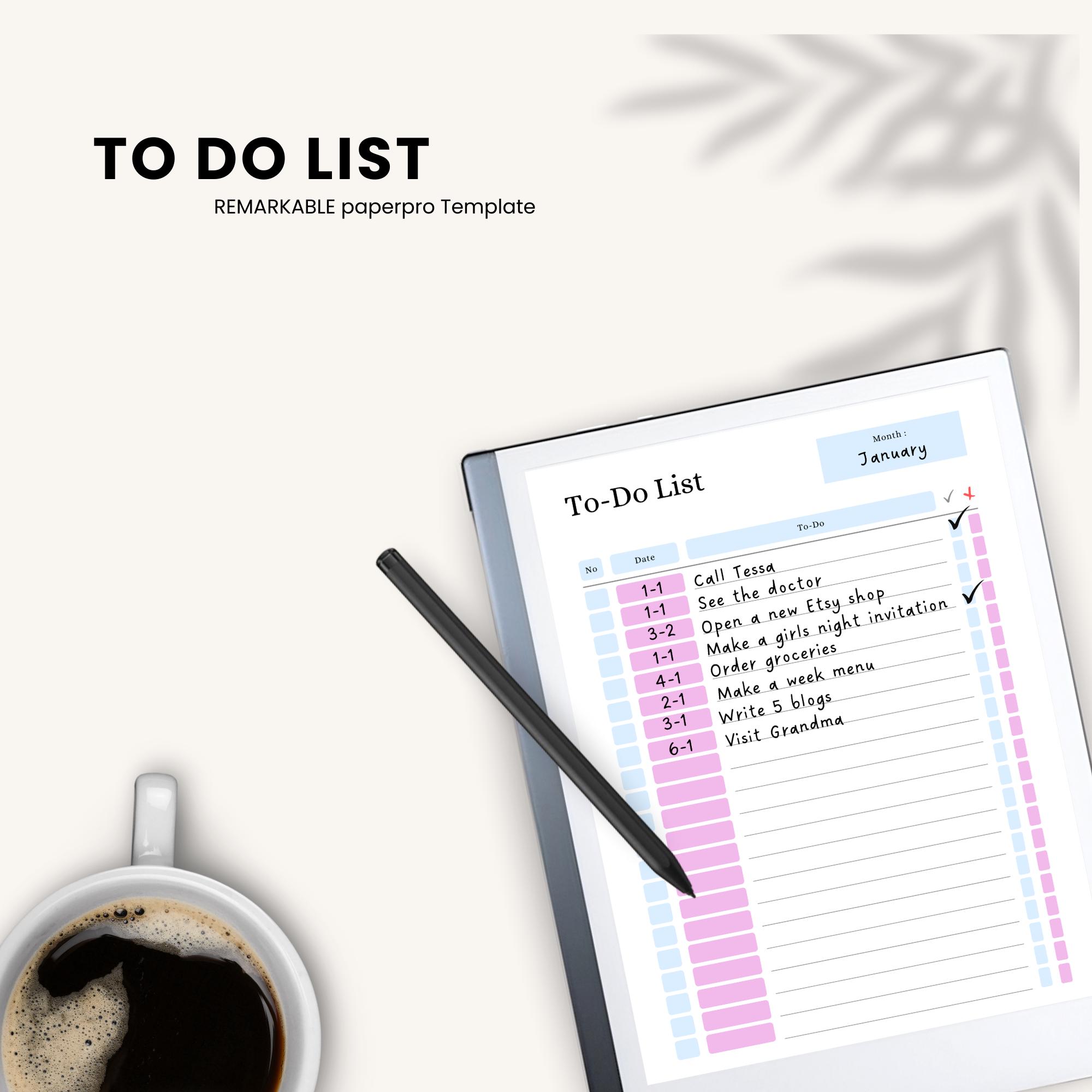 Remarkable Paperpro Template to Do List- Digital Planner- Task Tracker ...
