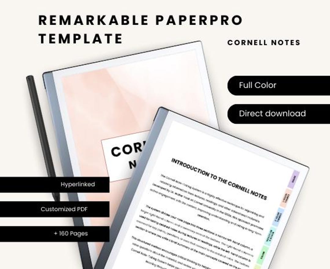 Digital Cornell Notes Planner Template for Remarkable Paper Pro ...