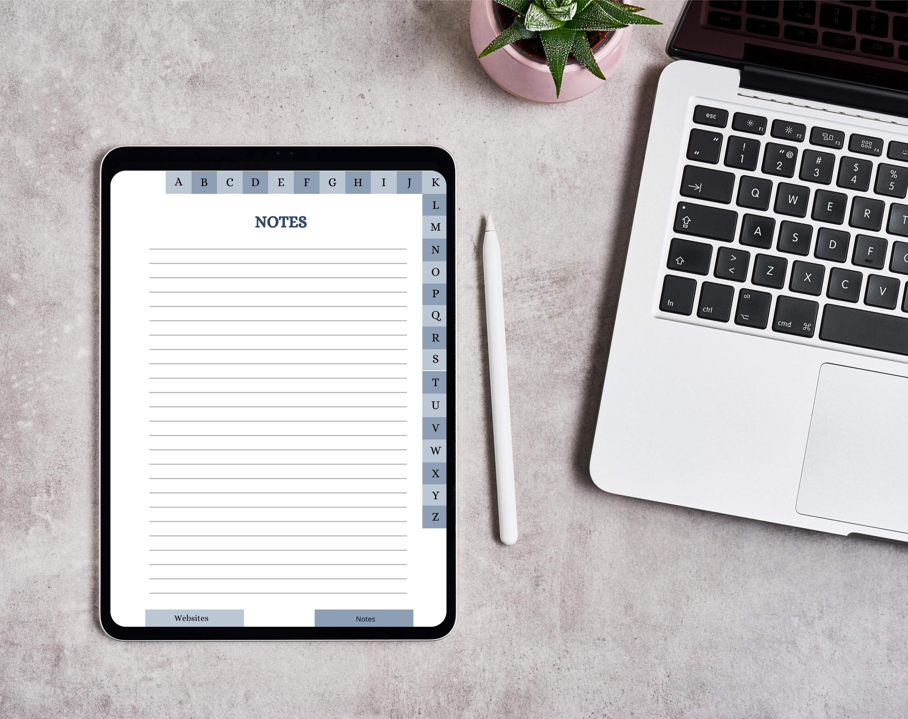 Digital Contacts Book Template for Remarkable Paper Pro – Eink Address ...